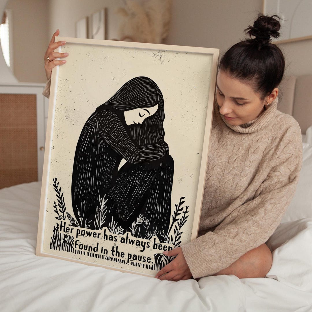 Power in the Pause Art Print, Feminist Mental Health Quote Poster, Self ...
