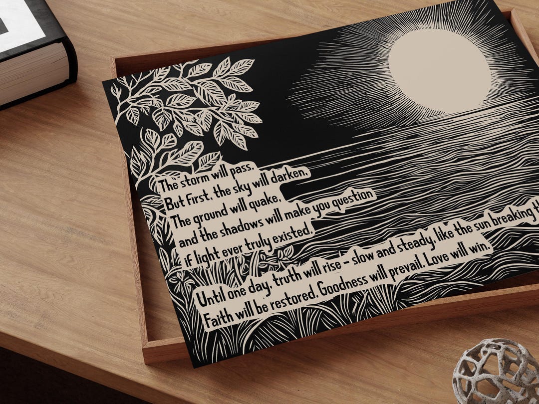 Resilience and Hope Art Print, the Storm Will Pass Quote Poster ...