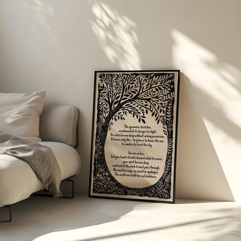 The Sycamore Stretches Art Print, Inspirational Quote Art, Motivational ...