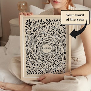 Custom Word of the Year Artwork, Personalized Motivational Print ...