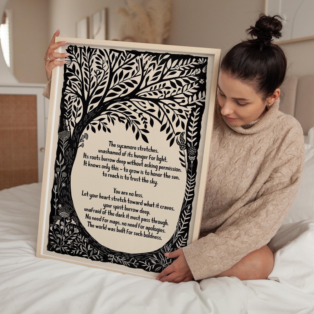 Tree Art Print, Inspirational Wall Art With Quote, Black and White Art ...