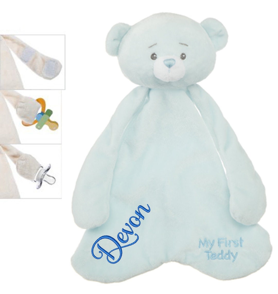 Blue Bear Pacifier Cozy, Pacifier Holder, Pacifier Clip, Teddy Bear - Etsy