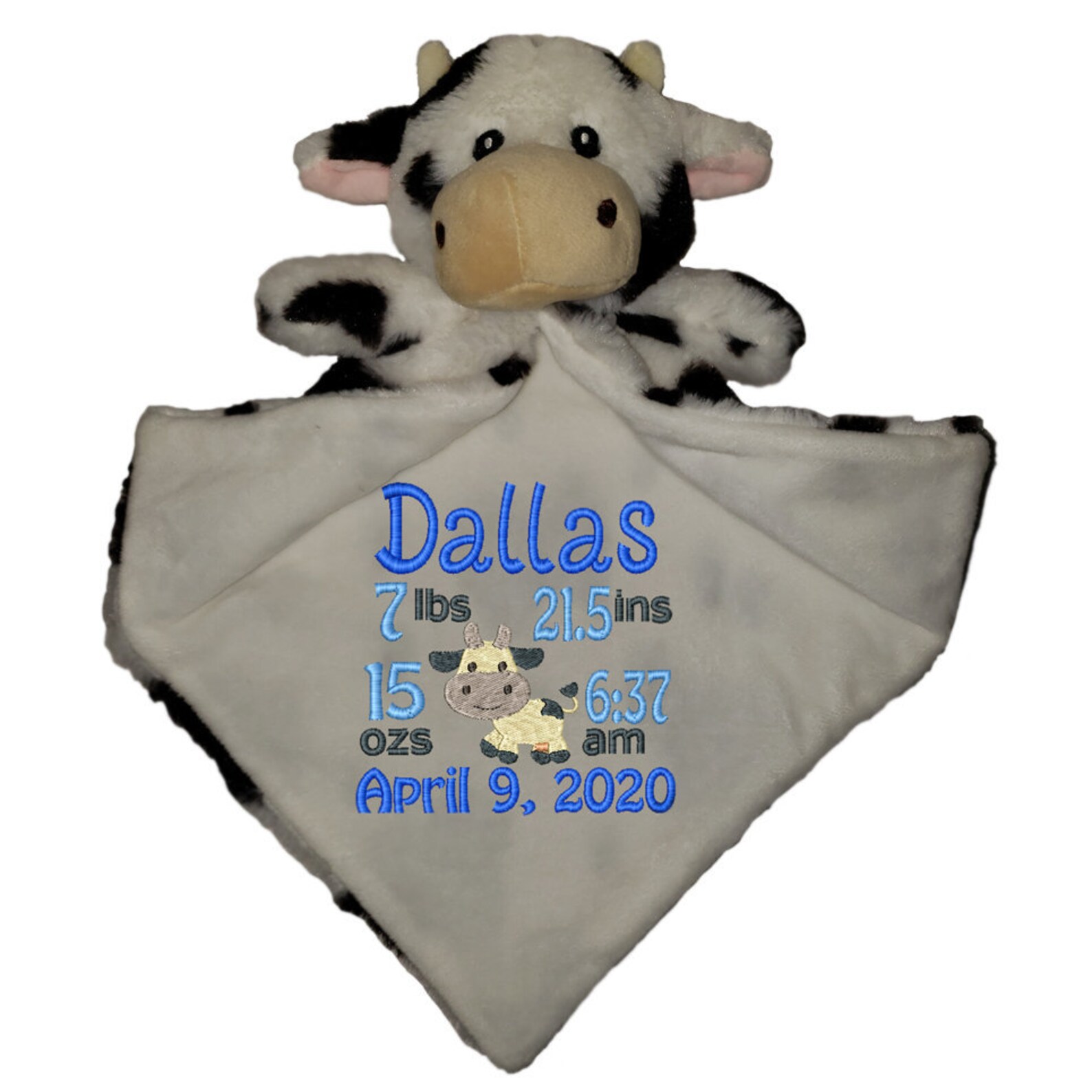 Personalized Cow Security Blanket Embroidered Cow Security - Etsy