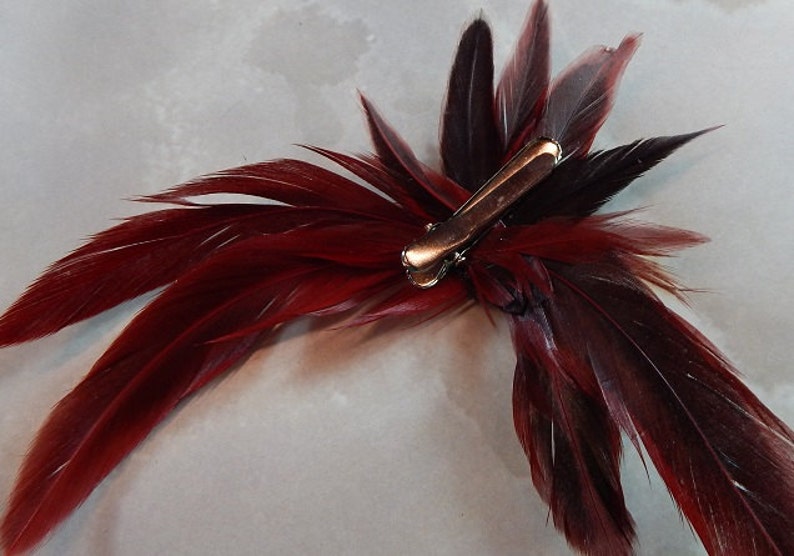 Scarlet Feather Hair Clip - Red Fascinate - Black Headdress - Red Hair ...