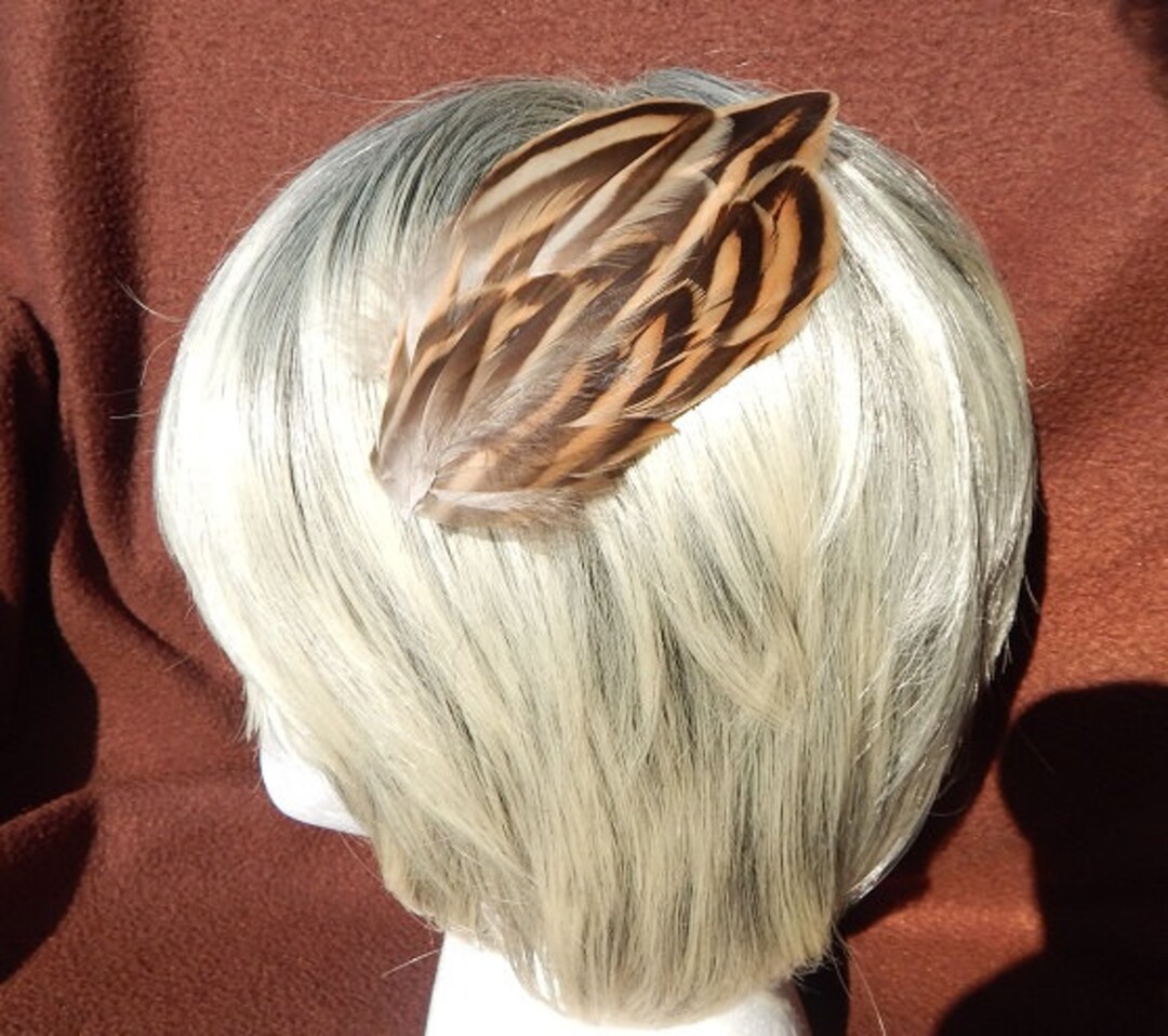 Layered Mallard Duck Feather Hair Clip - Brown Feather Fascinator ...