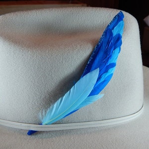 Blue Feather Hat Pin - Arrow Shape Hat Accessory - Cowboy Hat Trim ...