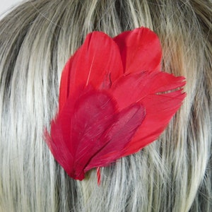 Just Red Feather Hair Clip - Red Goose Feather Fascinator - Red Dance ...