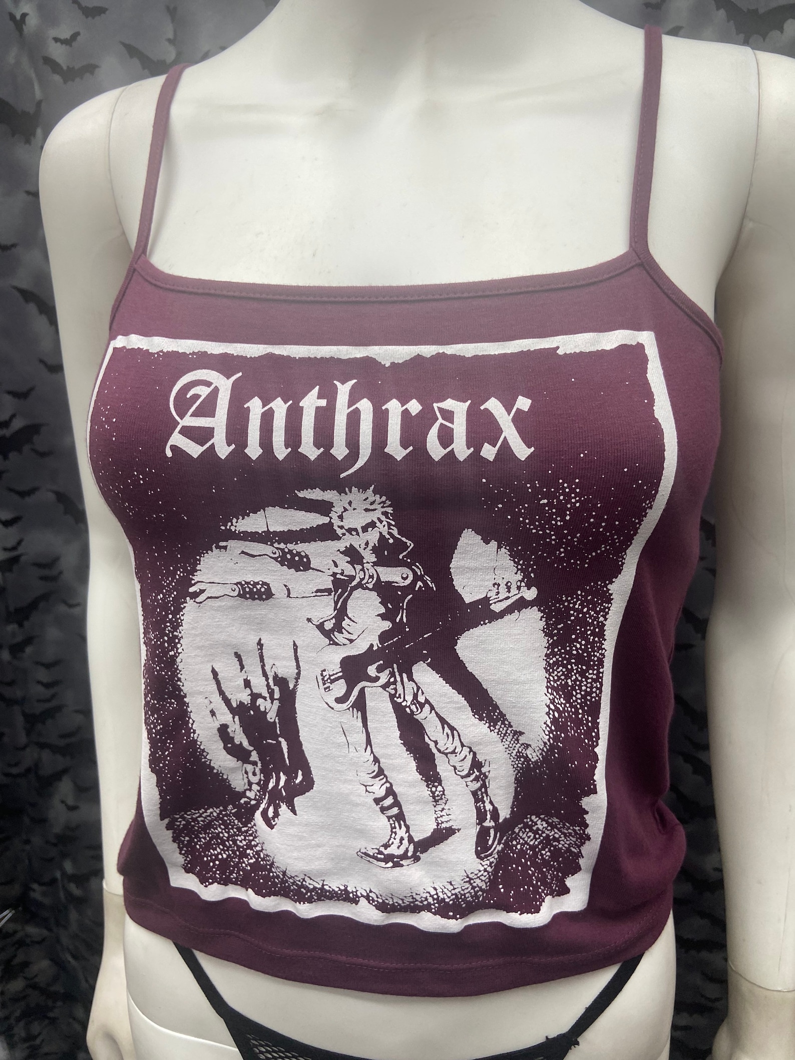 Anthrax Purple Crop Tank Top Punk Anarcho - Etsy