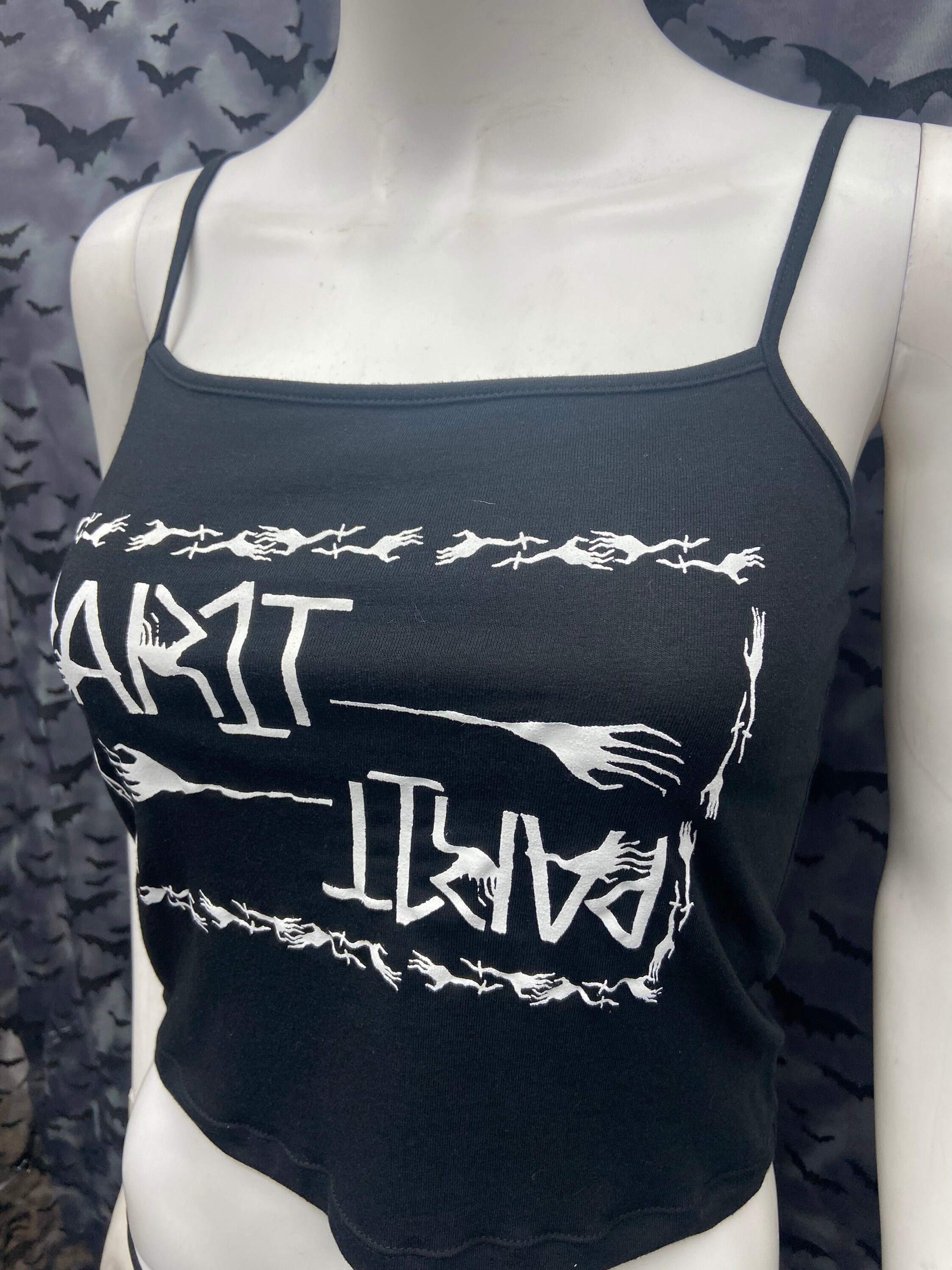 Part 1 black crop tank top punk anarcho | Etsy