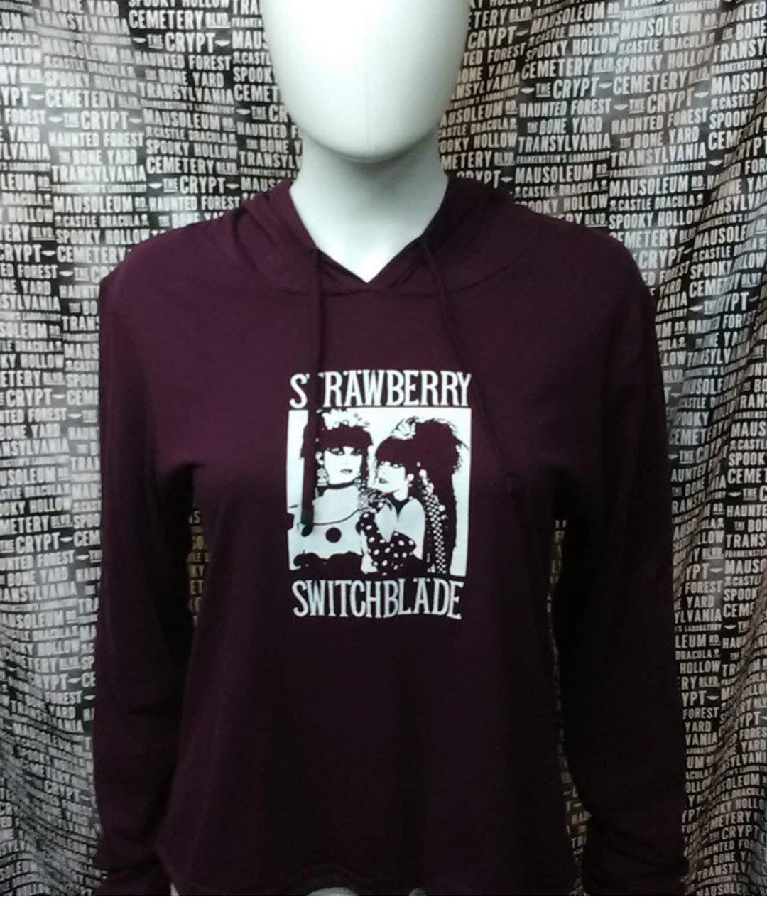 Strawberry Switchblade Purple Long Sleeve Hooded Top Goth Gothic Punk ...