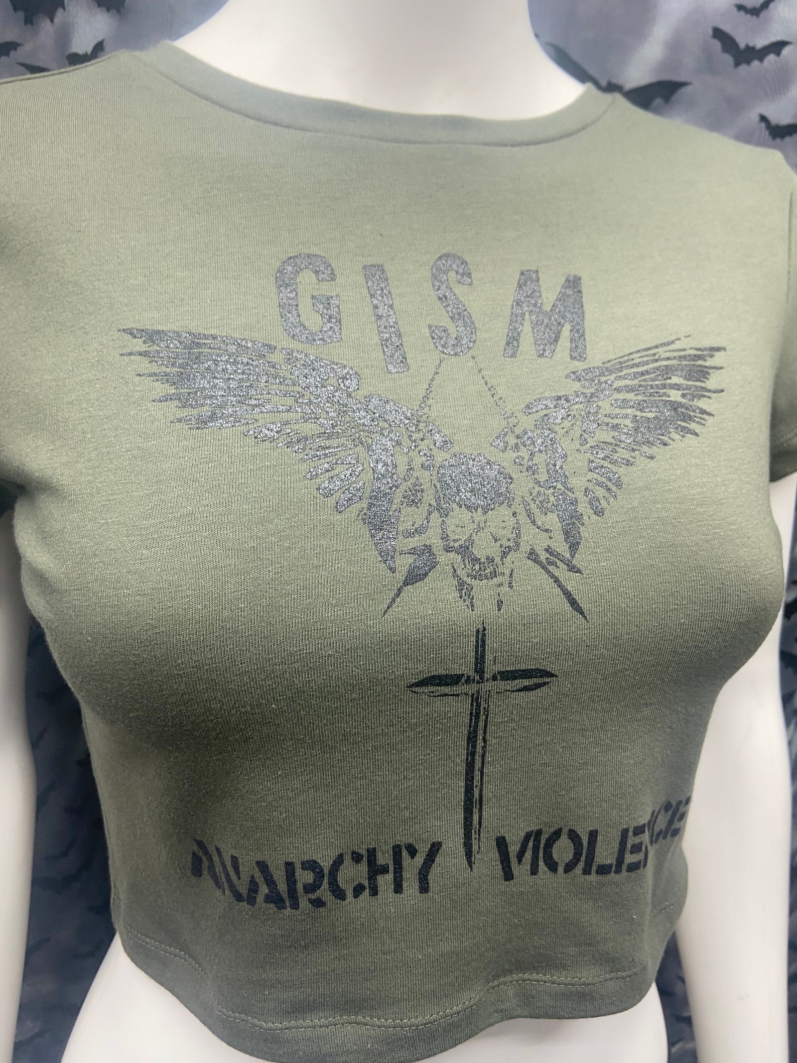 Gism Fashion Forest Green Cropped Short Sleeve Top Crust Raw Punk B ...