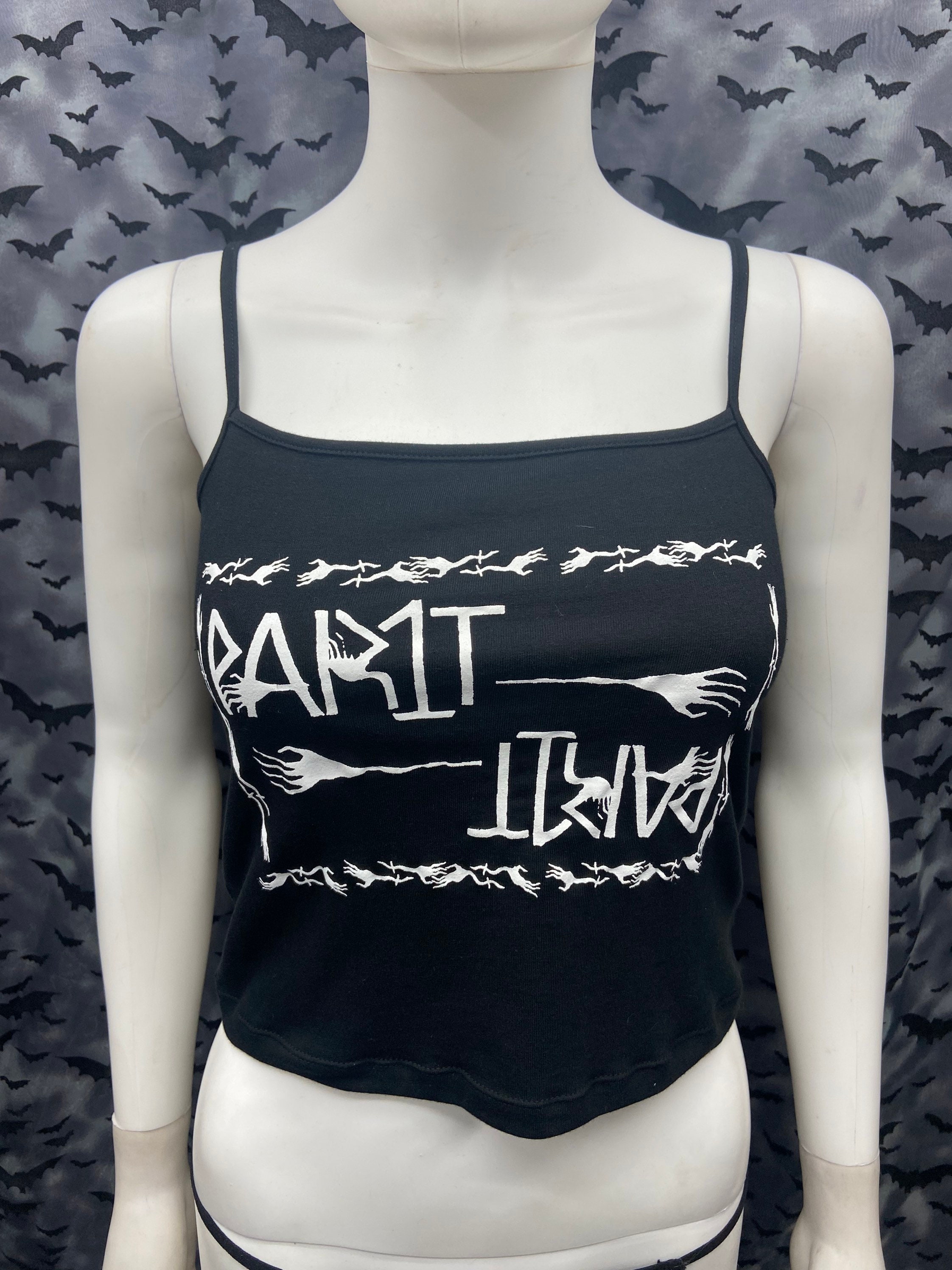 Part 1 black crop tank top punk anarcho | Etsy