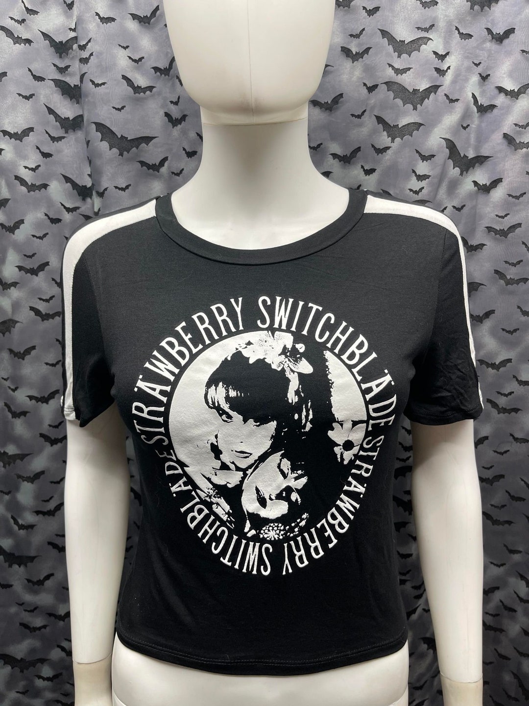 Strawberry Switchblade Fashion Striped Sleeves Top Goth Deathrock Punk ...