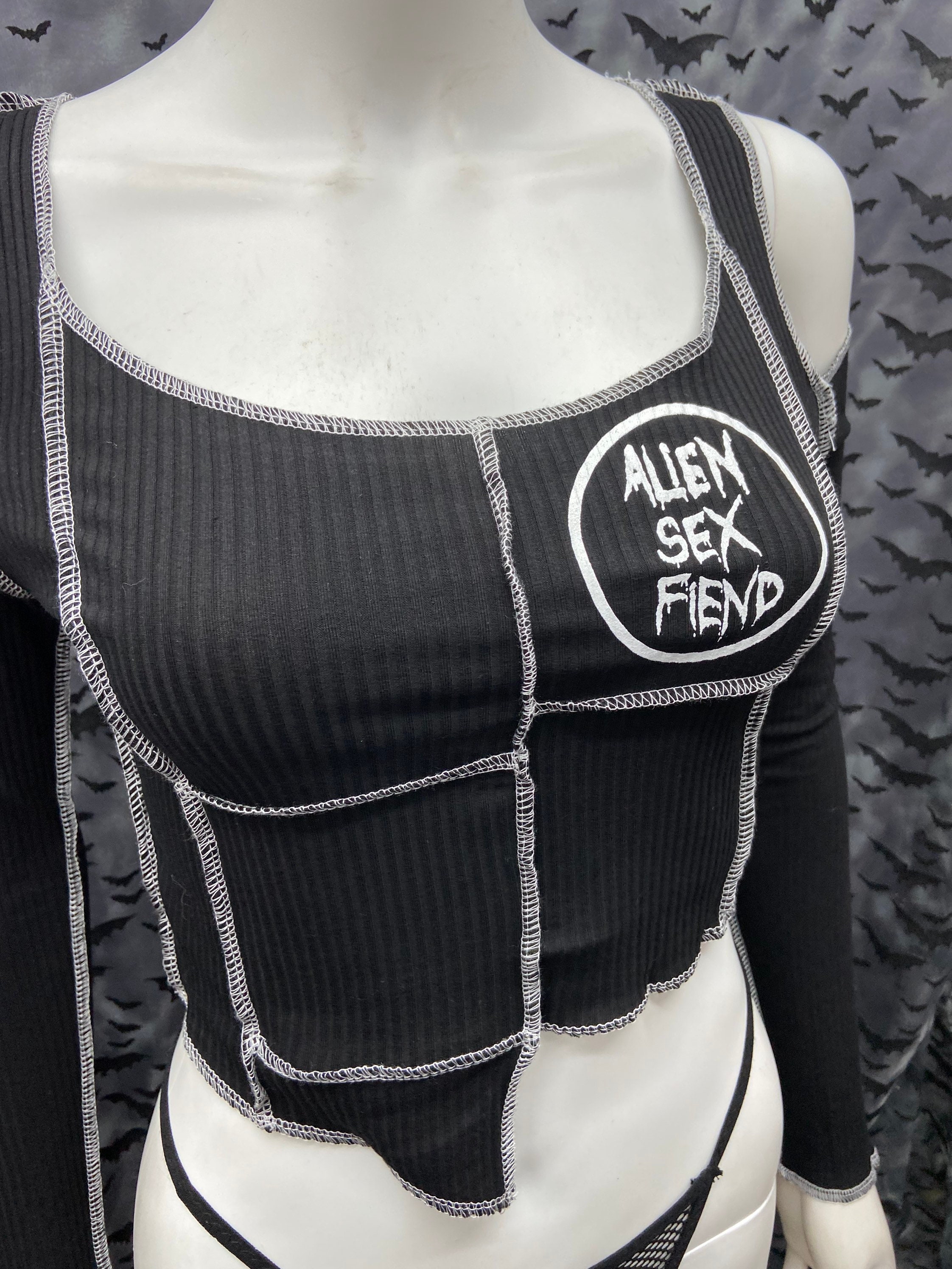 Official Alien Sex Fiend Long Sleeve Black Top Deathrock Goth Etsy