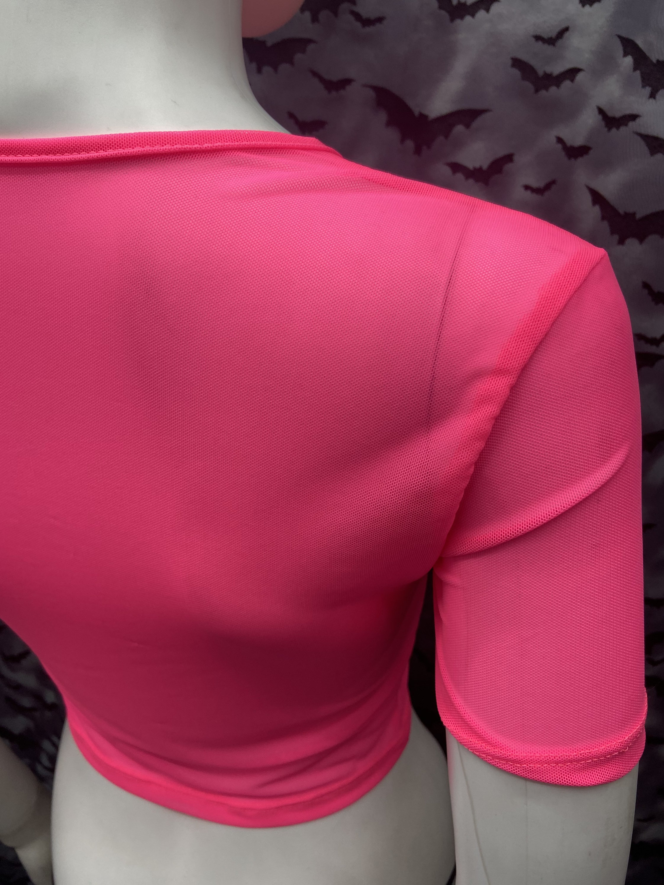 Part 1 Hot Pink Fashion Sheer Short Sleeved Crop Top Punk Anarcho - Etsy