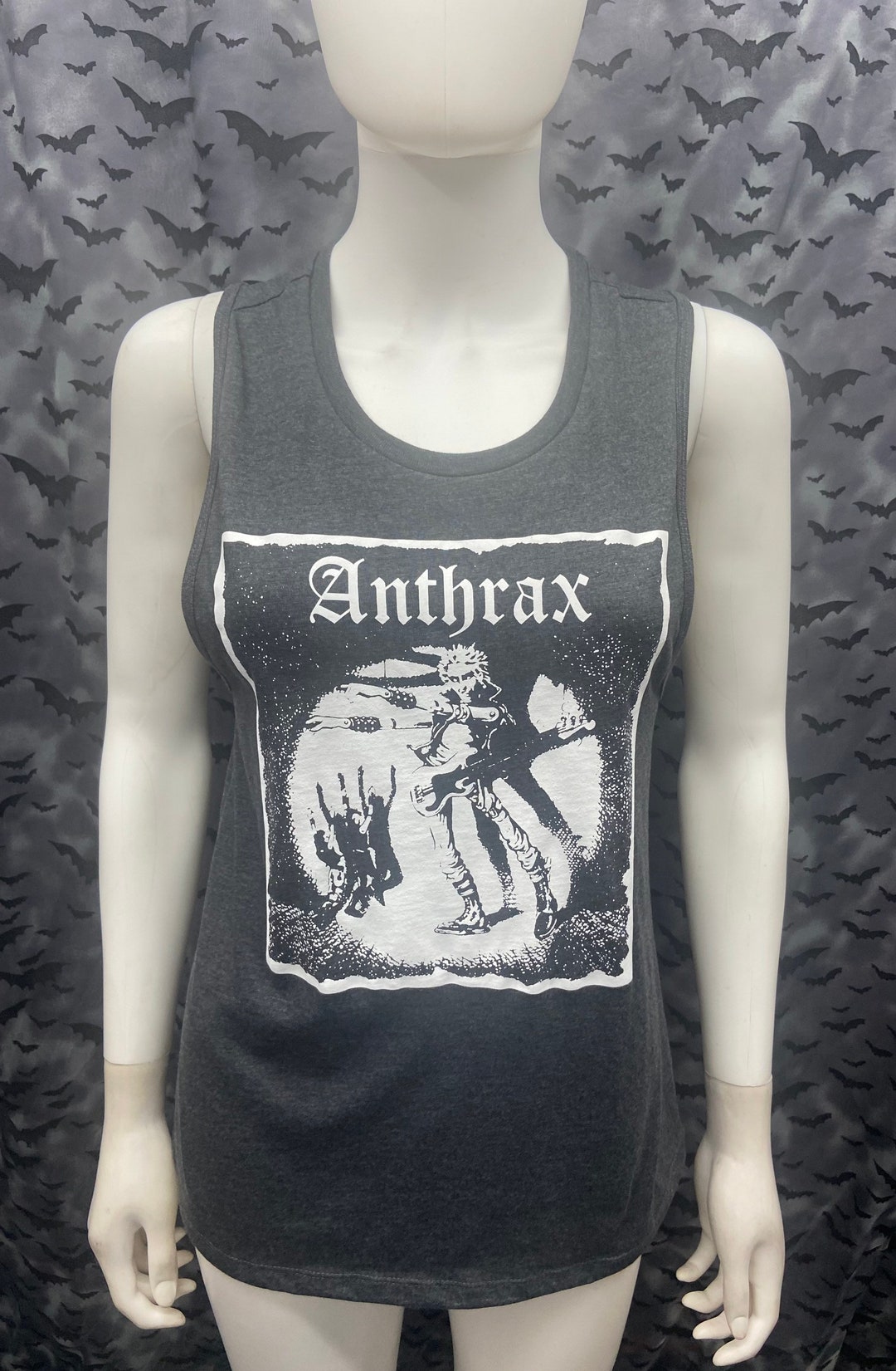 Tank top charcoal grau Anthrax long tank top ärmellos anarcho punk ...