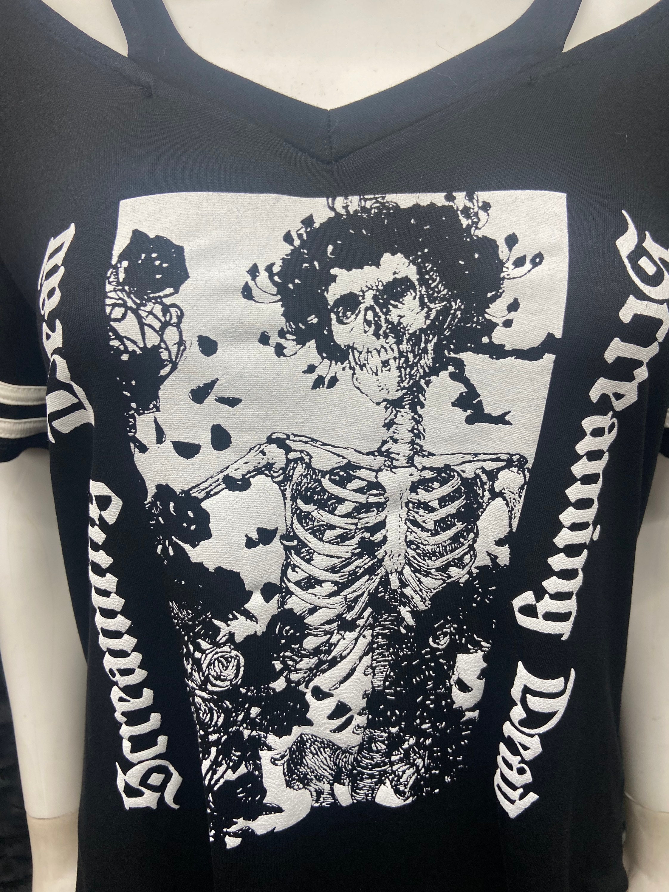 Oficial Screaming Dead moda v cuello strappy mangas a rayas - Etsy España