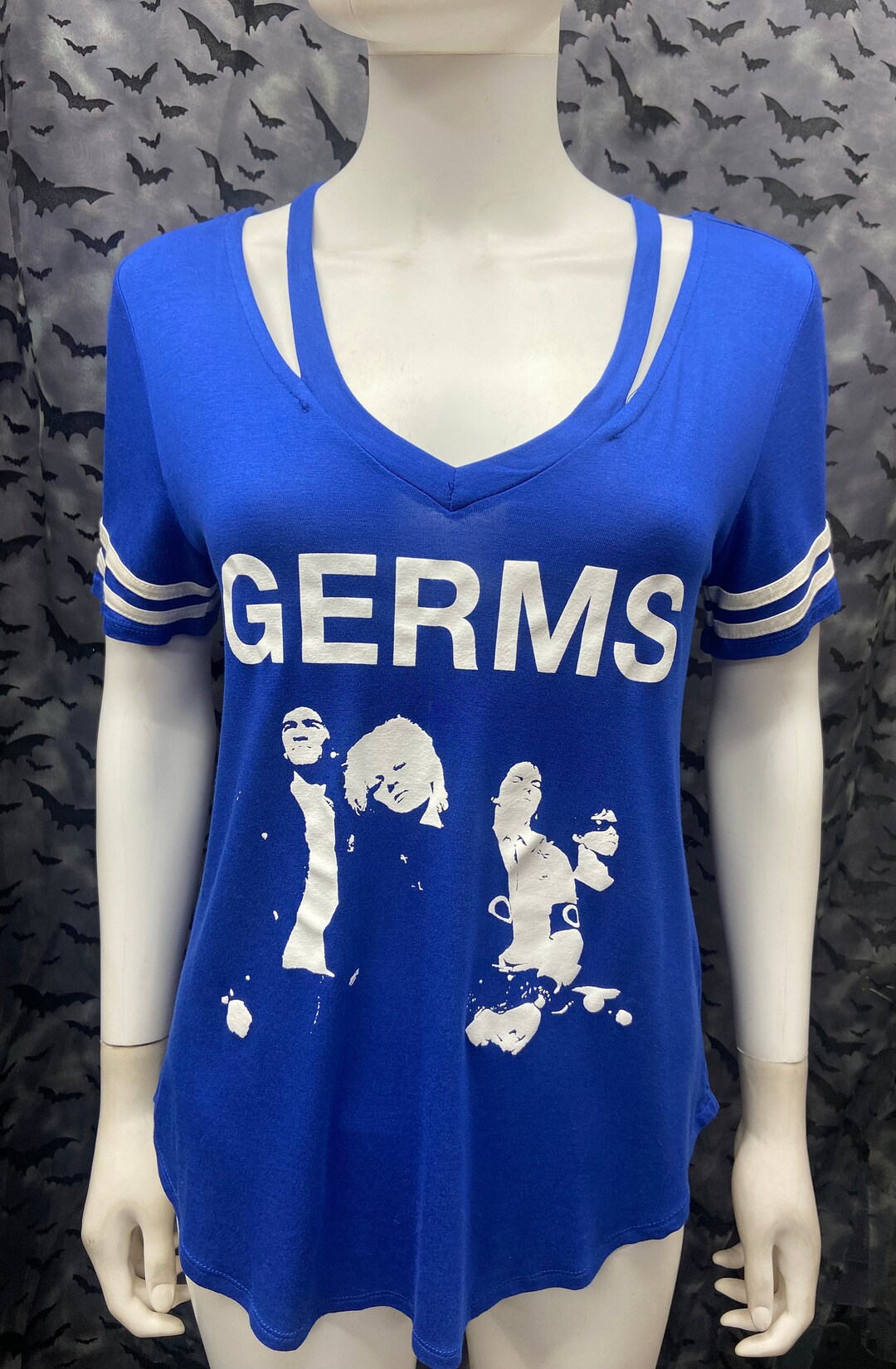 The Germs Fashion Striped Sleeves Blue Ringer Top Punk Rock - Etsy