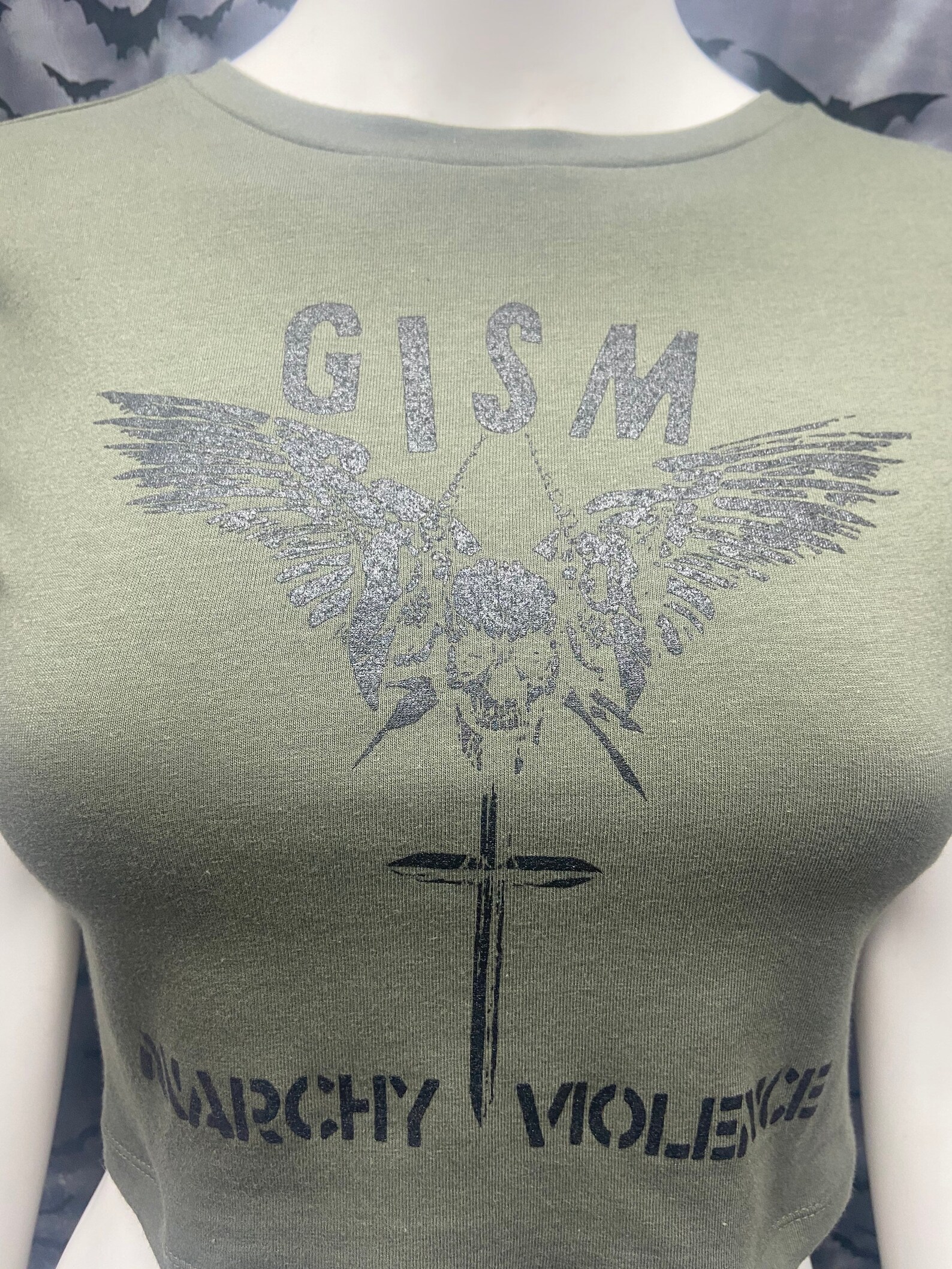 Gism Fashion Forest Green Cropped Short Sleeve Top Crust Raw Punk B ...