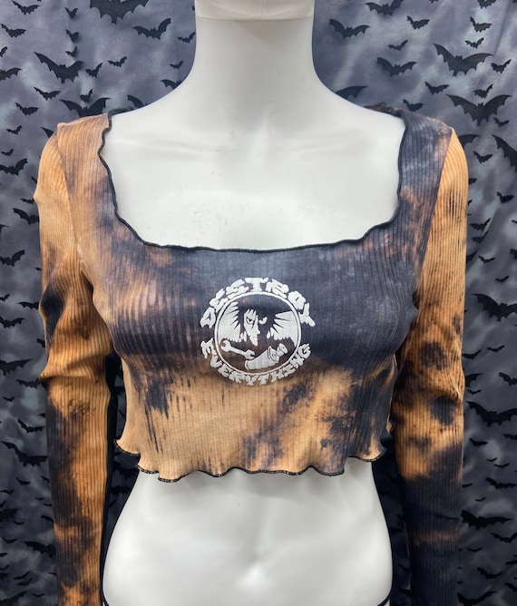 Filth Long Sleeved bleached cropped top punk anarcho crust | Etsy