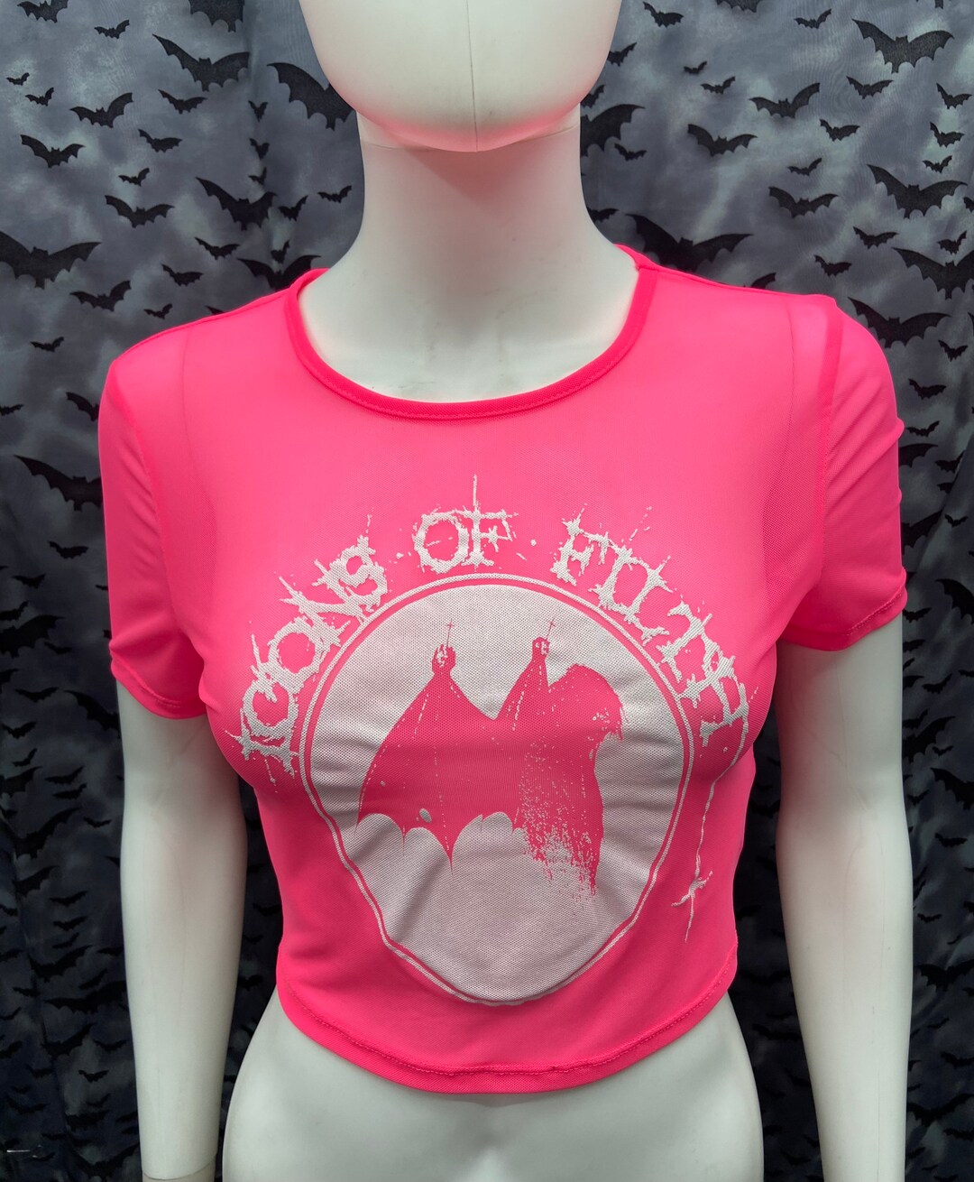 Icons of Filth Hot Pink Fashion Sheer Short Sleeved Crop Top Anarcho ...