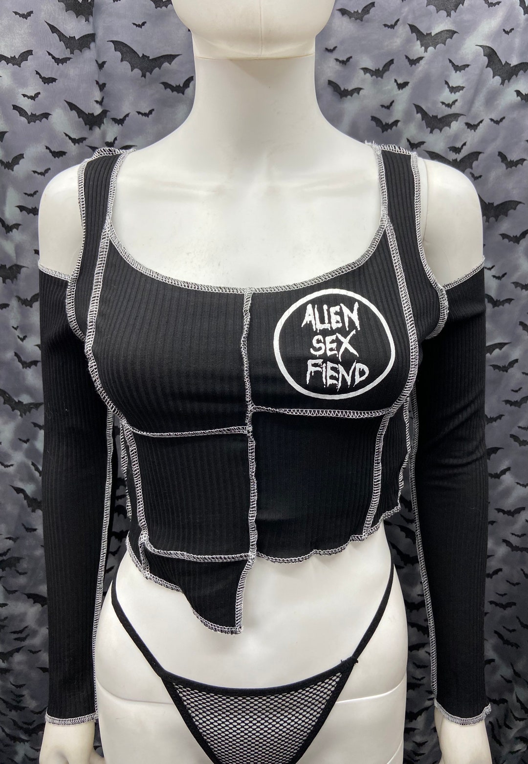 Official Alien Sex Fiend Long Sleeve Black Patch Top Deathrock Goth Gothic Batcave Etsy
