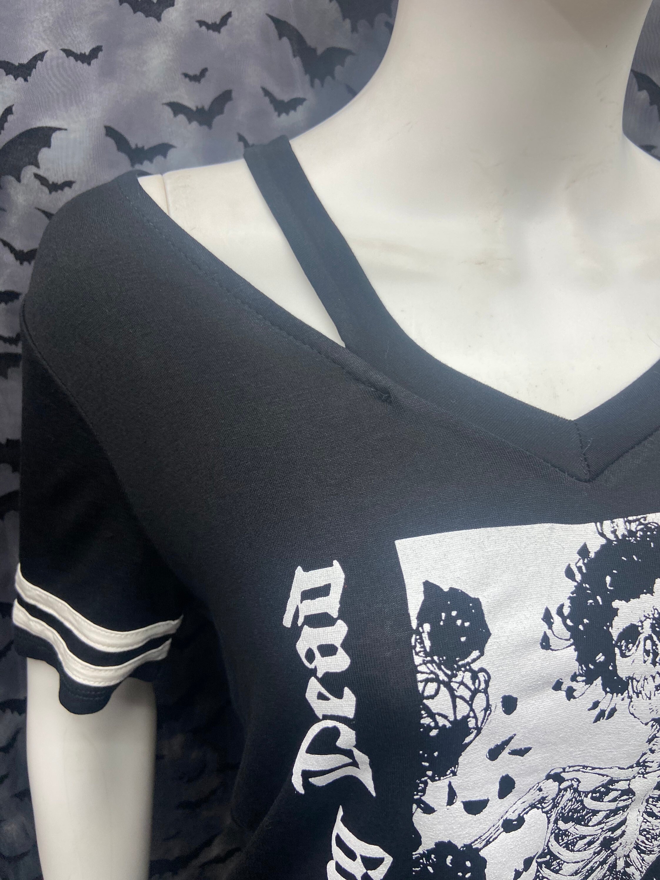 Oficial Screaming Dead moda v cuello strappy mangas a rayas | Etsy