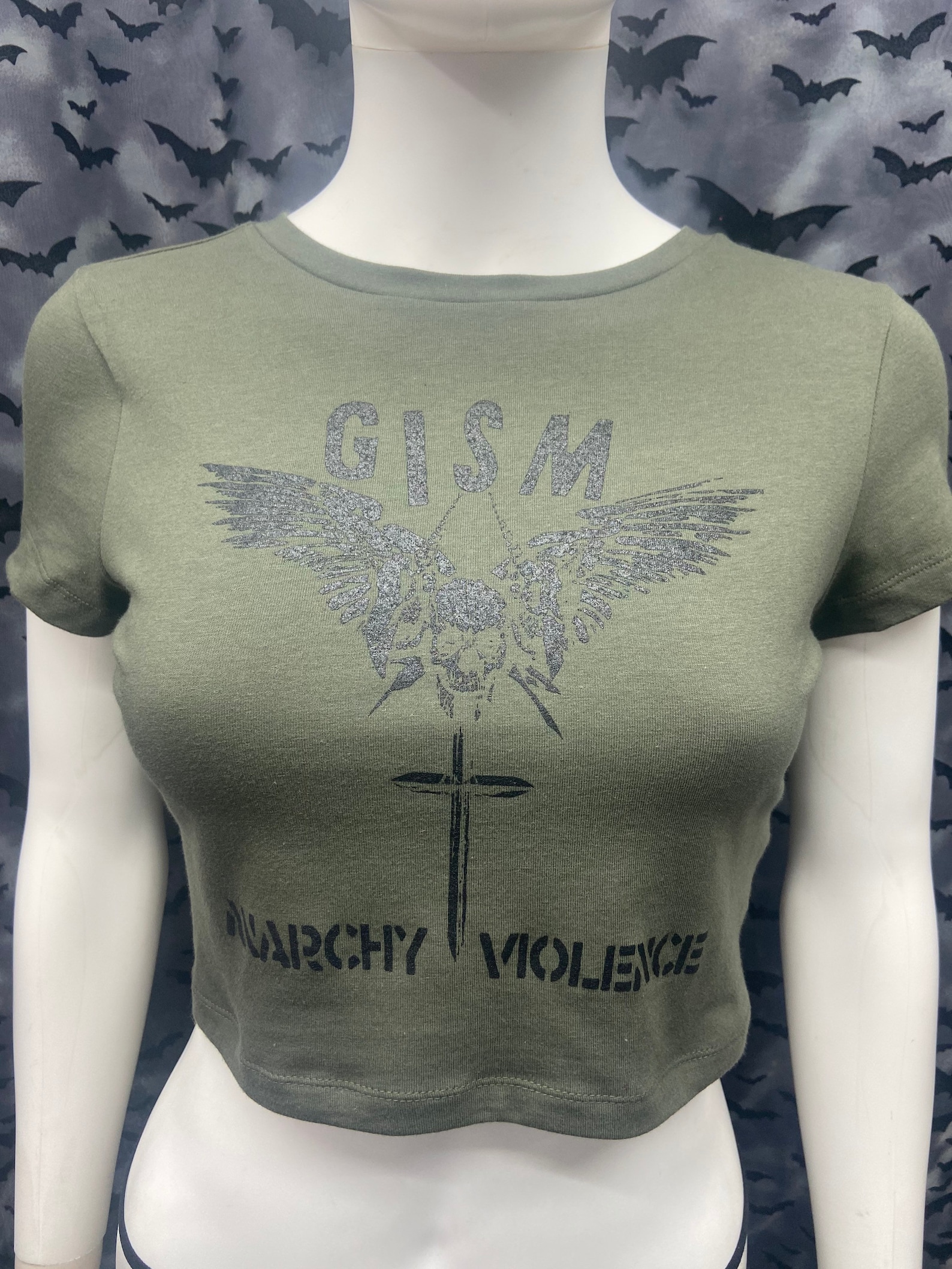 Gism Fashion Forest Green Cropped Short Sleeve Top Crust Raw Punk B ...