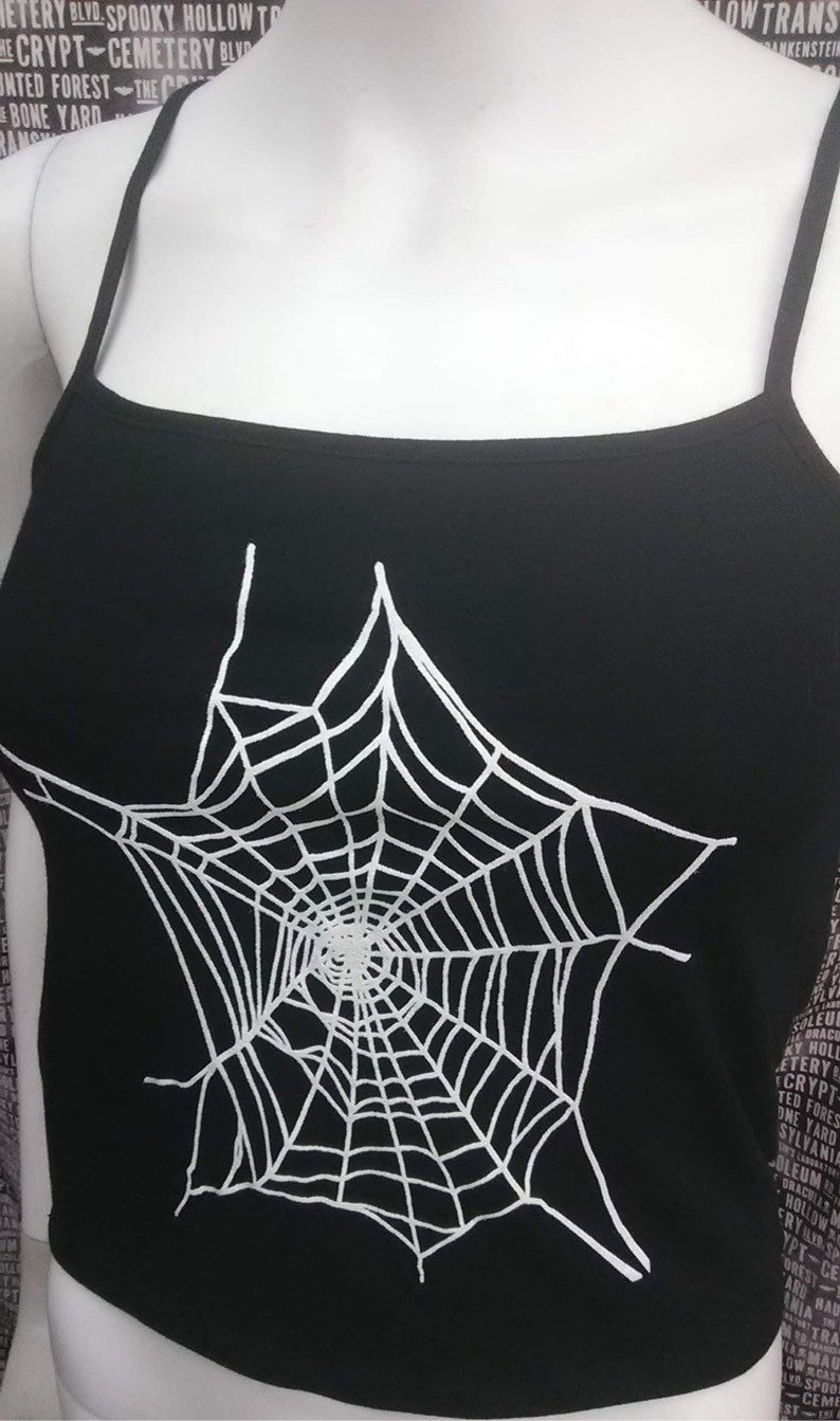 Tank Top With Spiderwebs Black Crop Top Sleeveless Goth Deathrock ...
