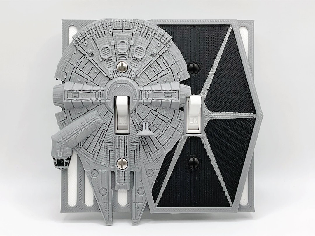 Star Wars Double Light Switch Cover: Millennium Falcon & TIE Fighter - Etsy