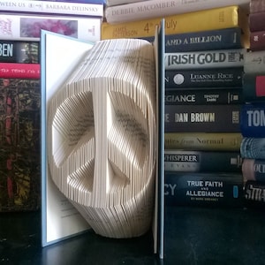 Folded Book Art, Peace Sign, Paper Art, Unique Decor, Hippie Decor ...