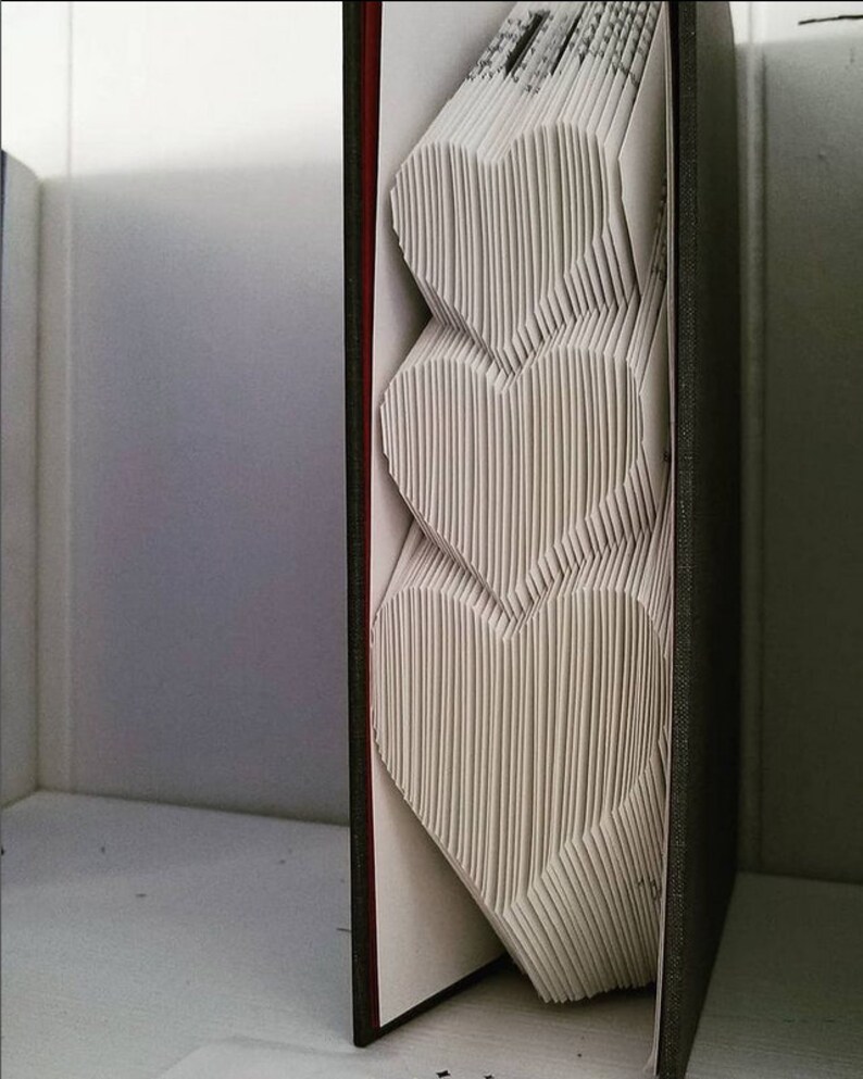 3 Hearts Folded Book, 1st Anniversary Paper Gift, Traditional 1st ...