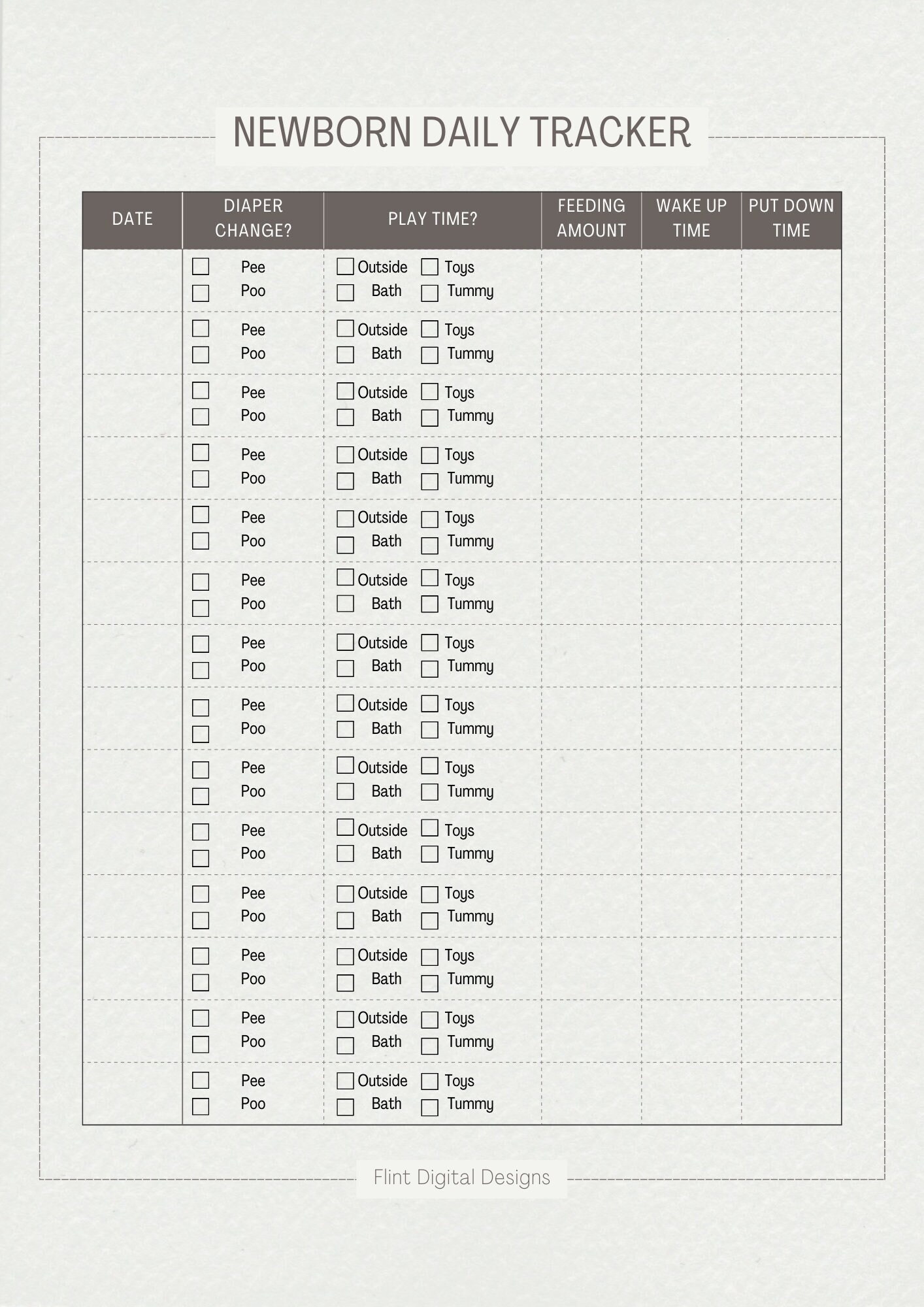 Newborn Daily Tracker Printable - Etsy