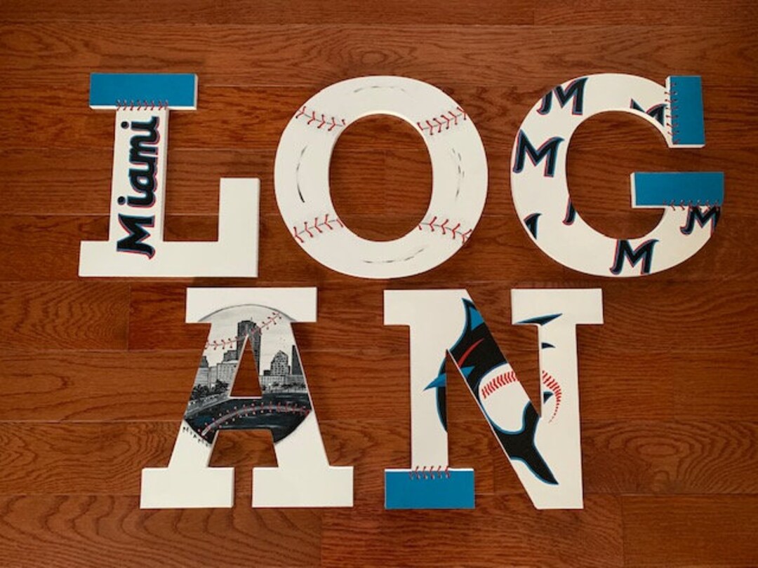 Custom Letters BASEBALL MLB Miami Marlins, Red Sox, Yankees, Mets ...