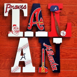 Custom Letters ATLANTA BRAVES MLB Baseball Team Hand-painted ...