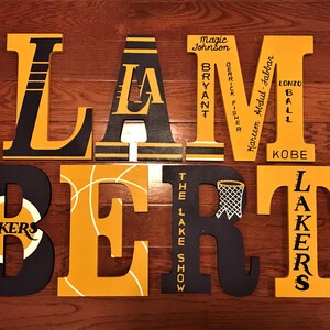 Custom Letters LA LAKERS DODGERS Basketball, Baseball Name Sign, Hand ...