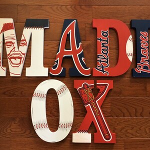 Custom Letters ATLANTA BRAVES MLB Baseball Team Hand-painted ...