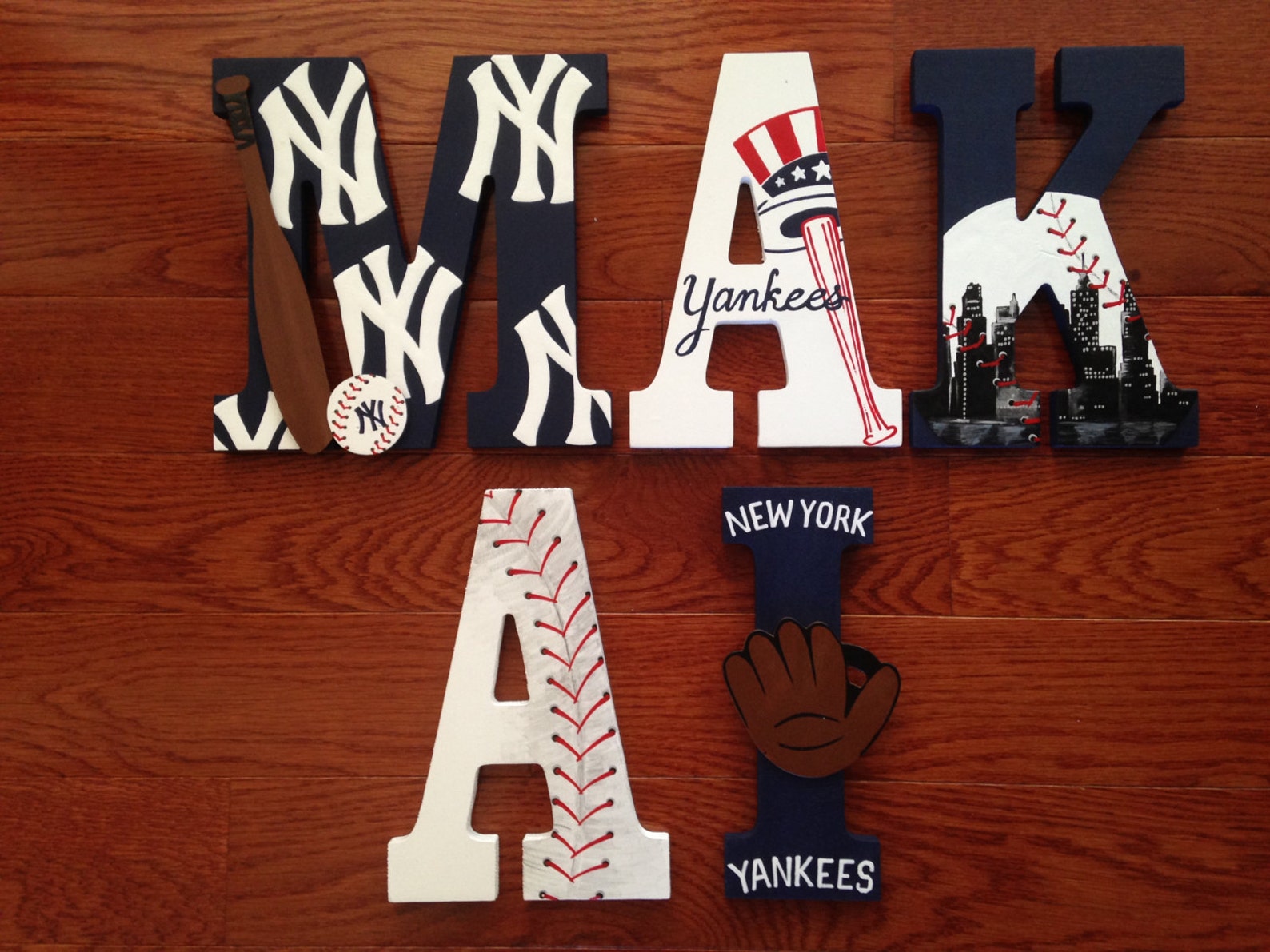 Custom Letters NEW YORK YANKEES Hand-Painted Wood Letters | Etsy