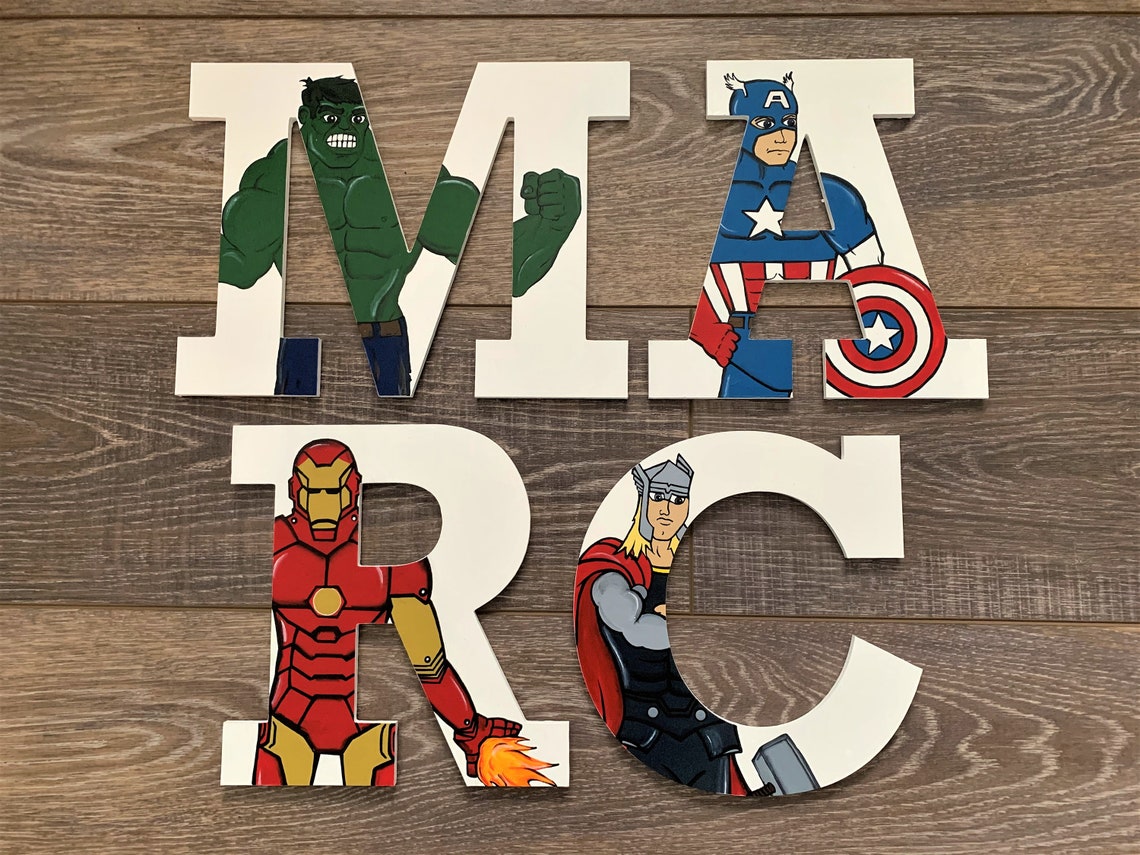 Hand-painted Superhero Wood Letters, Custom Nursery Decor (priced per ...
