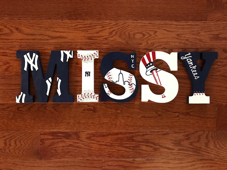 Custom Letters NEW YORK YANKEES Hand-Painted Wood Letters | Etsy
