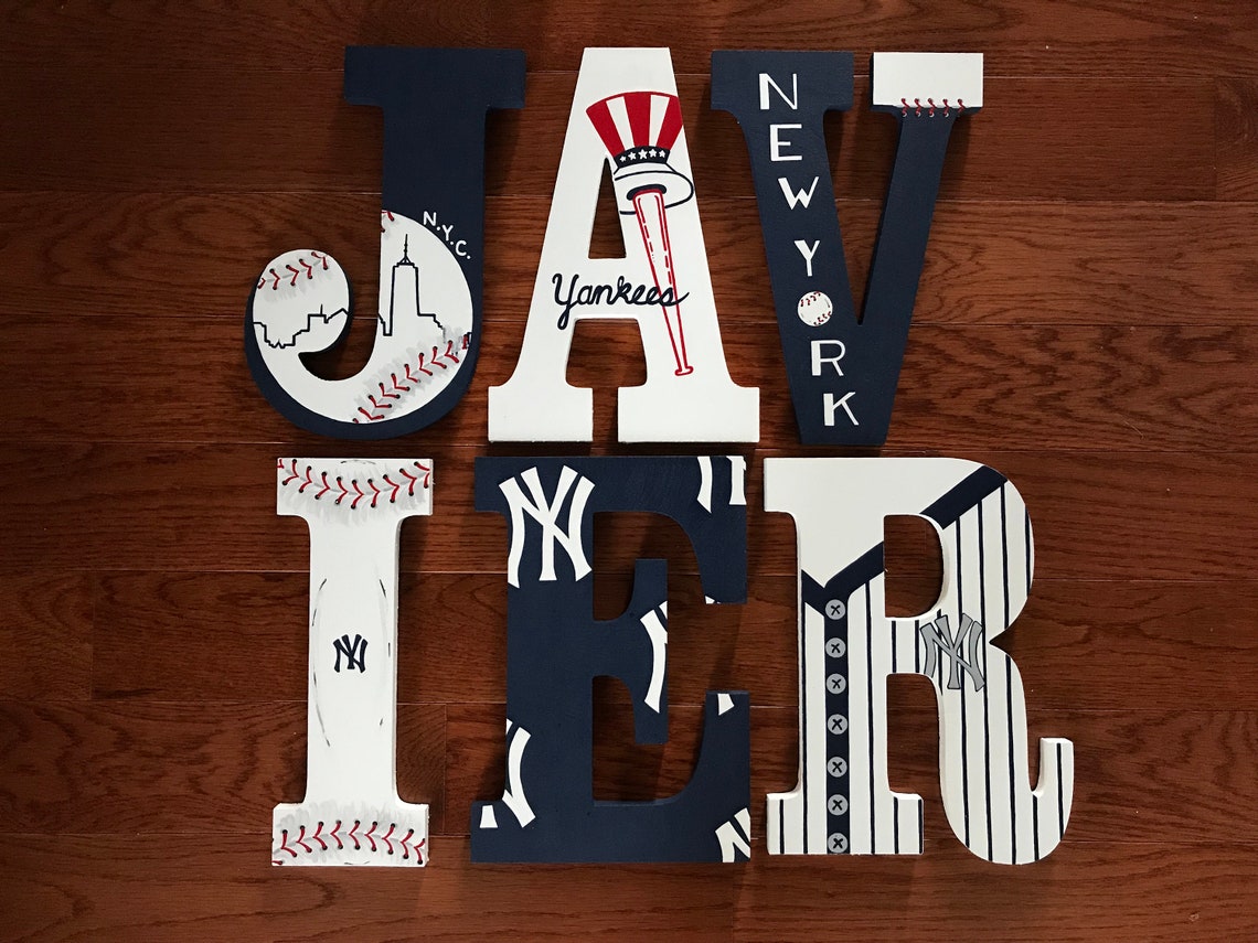 Custom Letters NEW YORK YANKEES Hand-Painted Wood Letters | Etsy