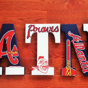 Custom Letters ATLANTA BRAVES MLB Baseball Team Hand-painted ...