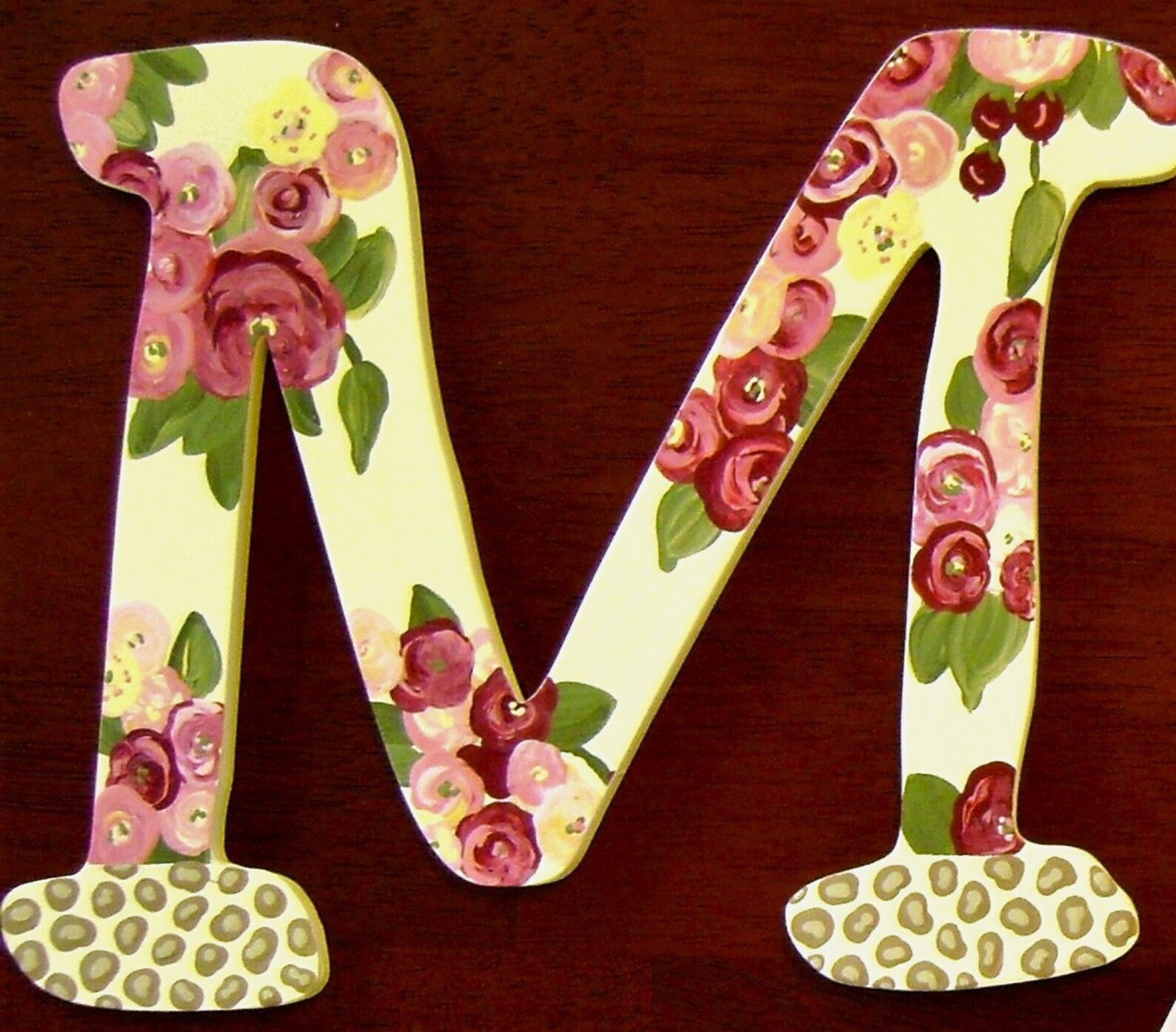 Custom Hand-painted Floral Wood Letters, Pink & Gray Name Sign - Etsy