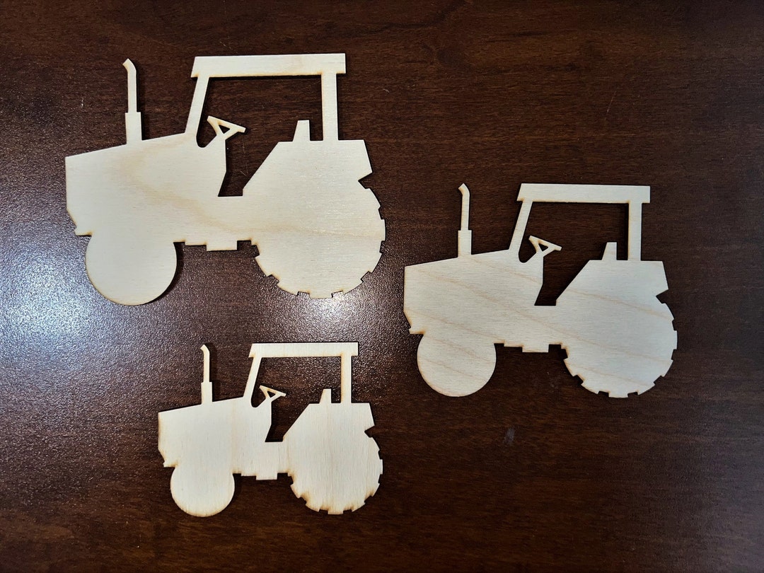 Unfinished Wood Farm Tractor Plow Laser Cutout Shape Embellishment 3" 3 ...