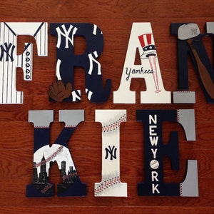 Custom Letters Name Sign NEW YORK YANKEES Hand-painted Wood Letters ...