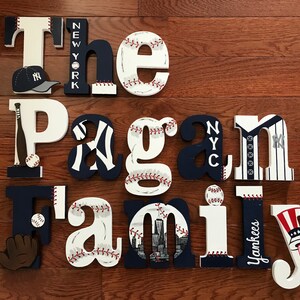 Custom Letters Name Sign NEW YORK YANKEES Hand-painted Wood Letters ...