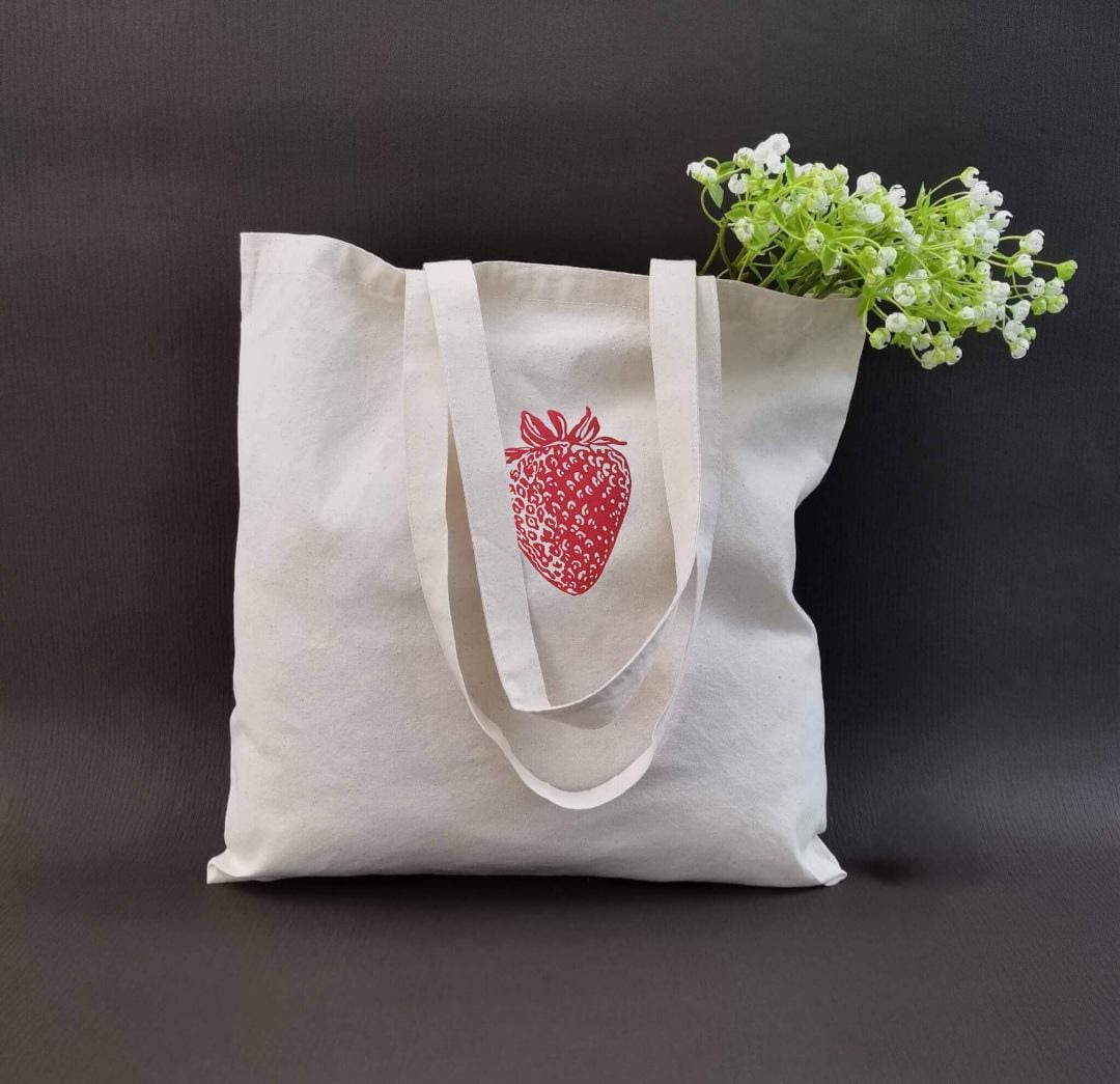 Custom Linoprint Tote Bag: Hand-printed Cotton Shopping Bag - Etsy