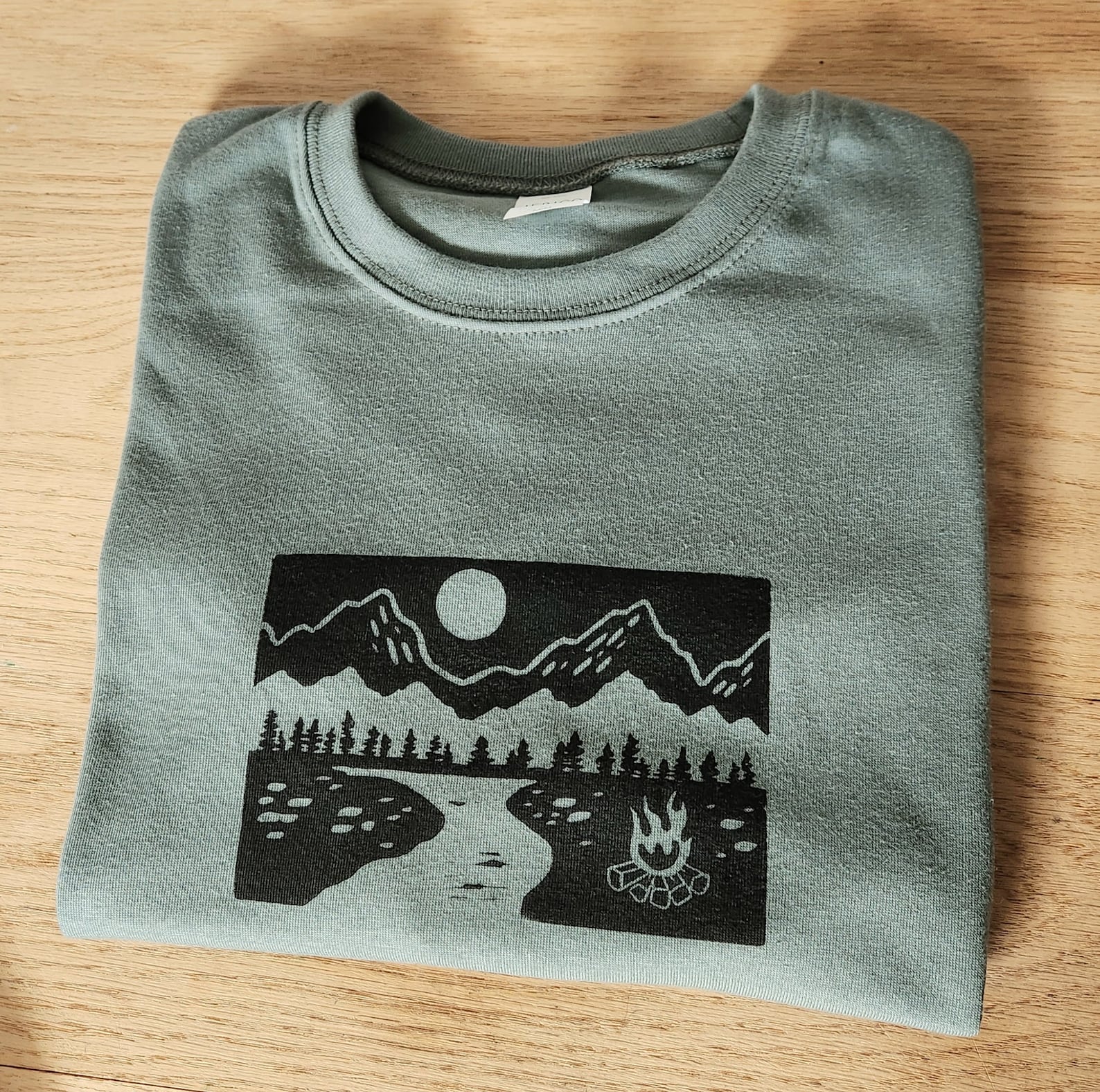Hand Printed Campfire & Mountain T-shirt: Unisex Block Print Tee - Etsy