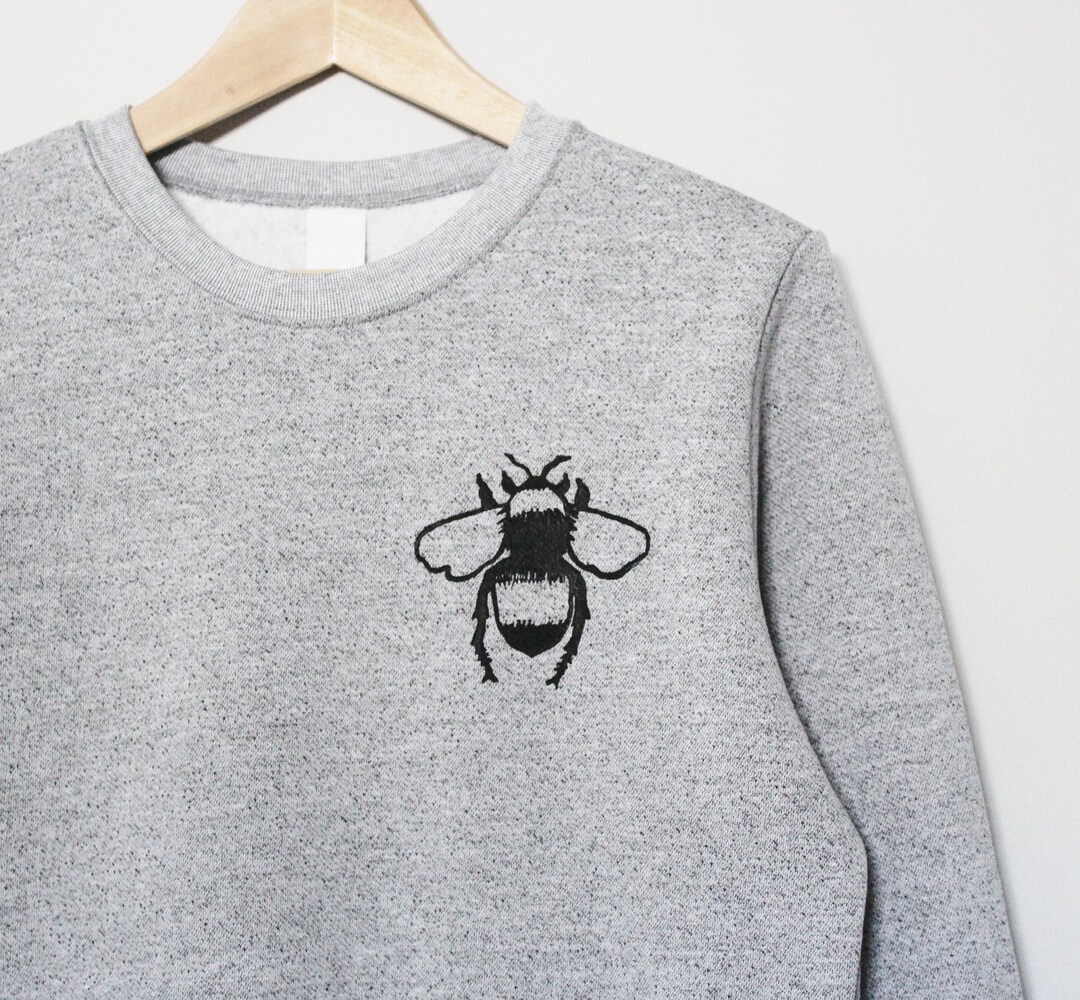Unisex Bee Sweatshirt: Hand-printed Black Insect Design - Etsy
