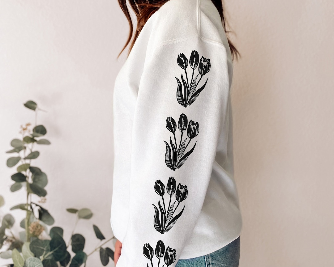 Hand Printed Sleeve Sweatshirt: Unisex Custom Block Print Crewneck - Etsy